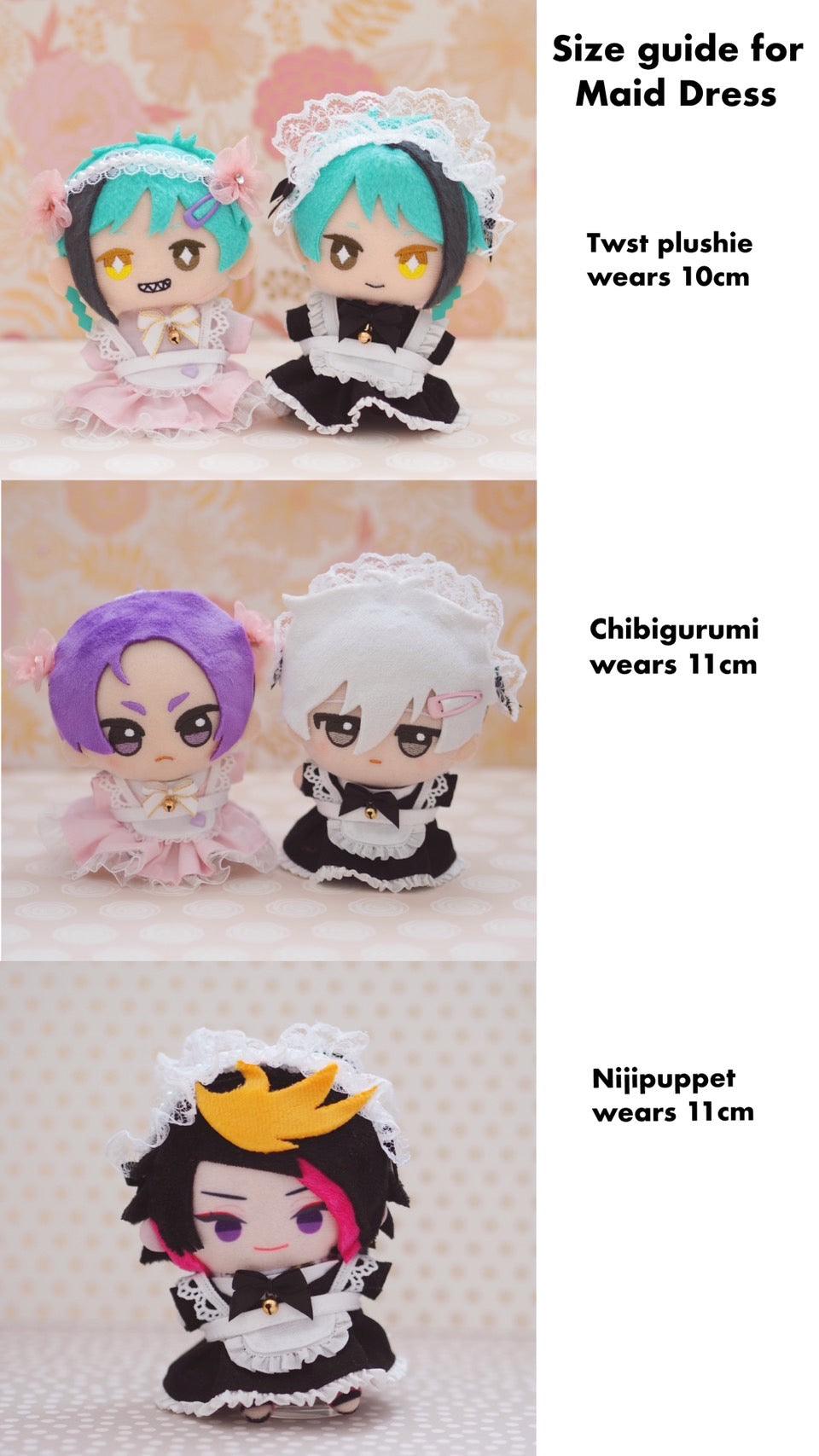 Handmade Maid Dress Set for 10cm 11cm Nui Plush | Moko's Boutique